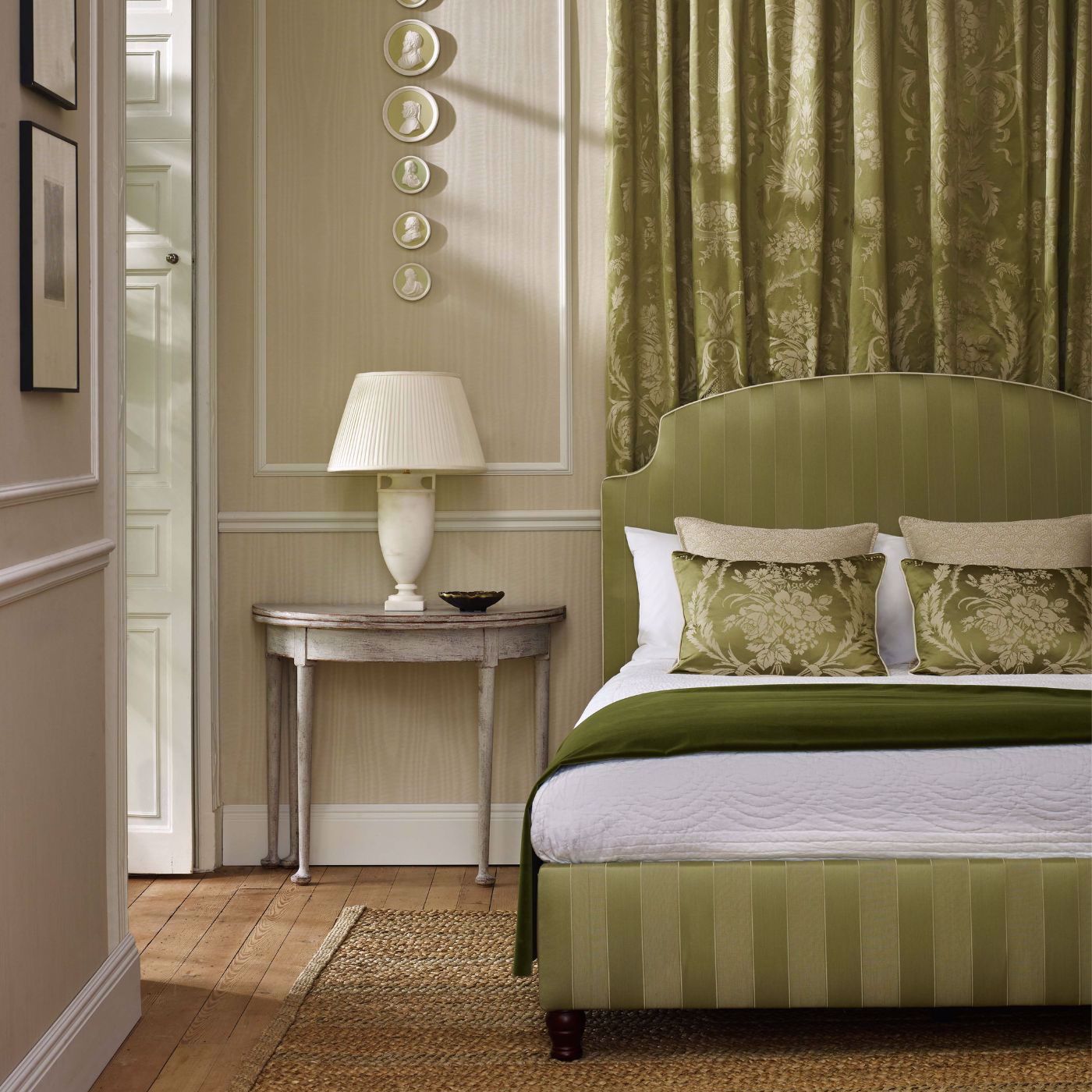 Suffolk Stripe - Pale Olive fabric | Suffolk Damasks and Stripes | Zoffany