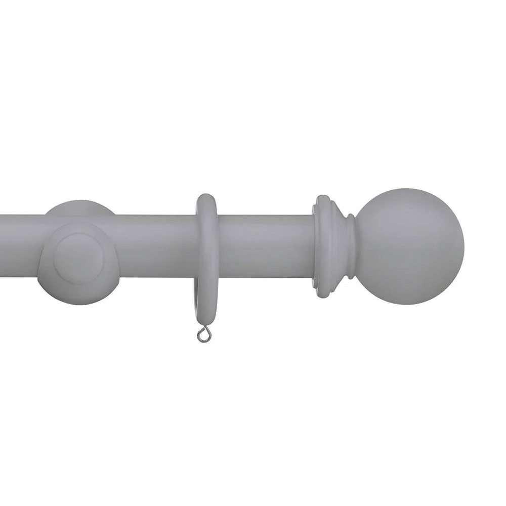 Swish 35mm Romantica Pebble Ball Wooden Curtain Pole Set | Grey Wooden ...