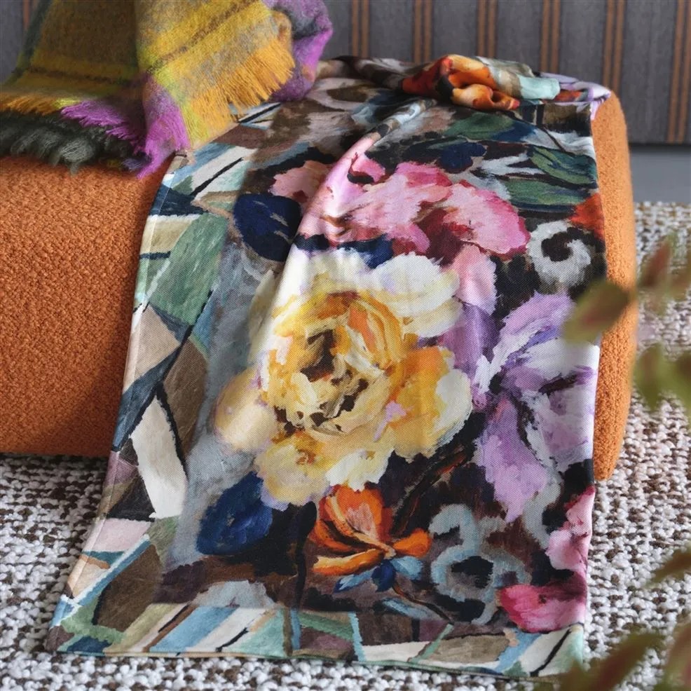 Tapestry Flower Damson - Throw | Designer Throws