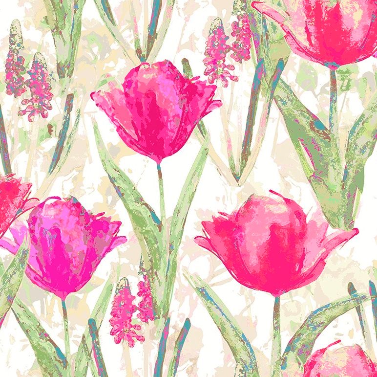 Tulips - Fuchsia fabric | Solstice | Chess Designs