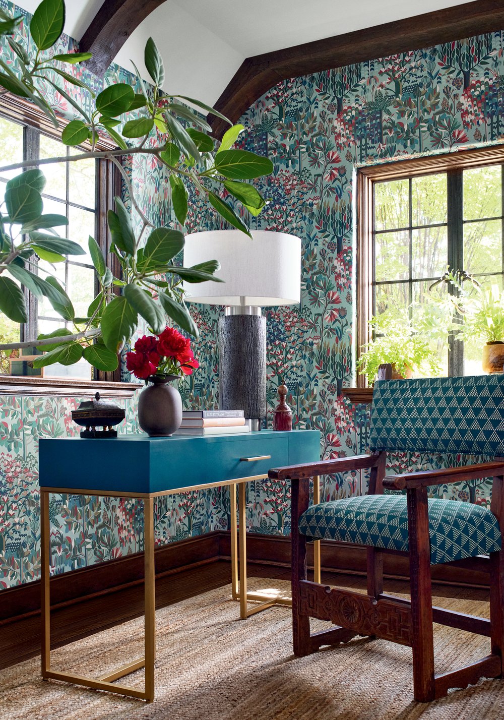 Alpine - Spa Blue wallpaper | Vista Wallpaper | Thibaut