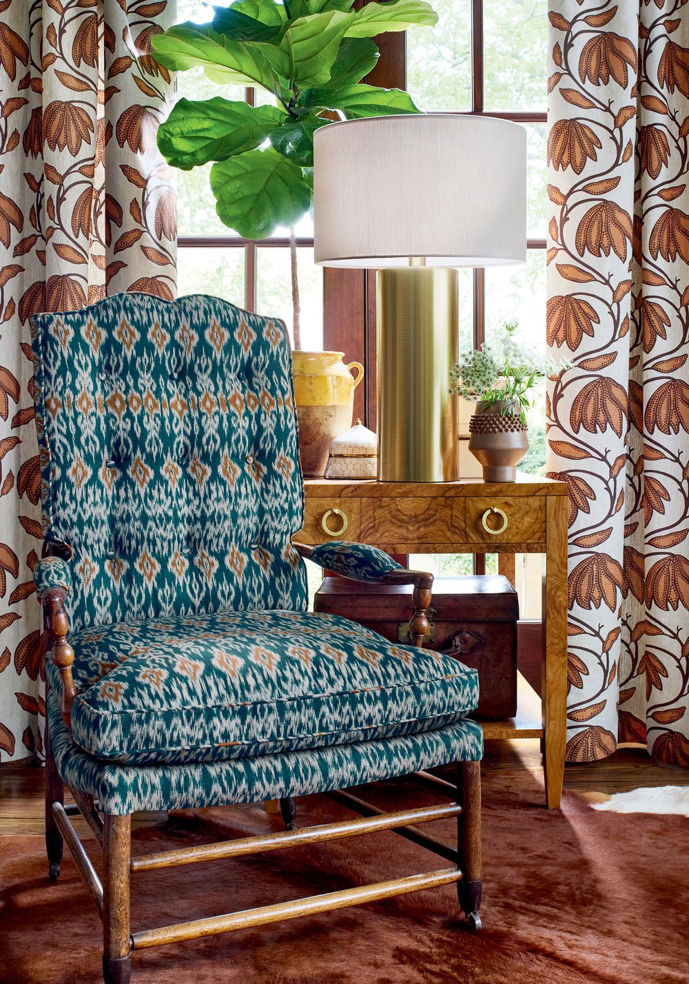 Desert Flower - Ochre fabric | Vista Fabrics | Thibaut