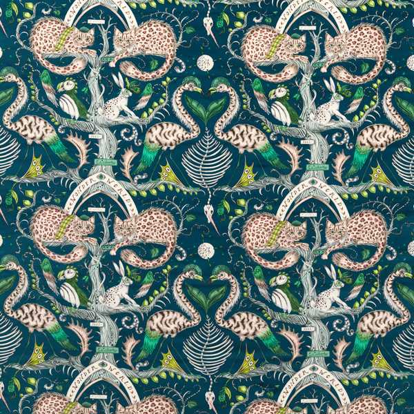 Wonder World Velvet - Teal fabric | Mythica Fabrics | Clarke & Clarke