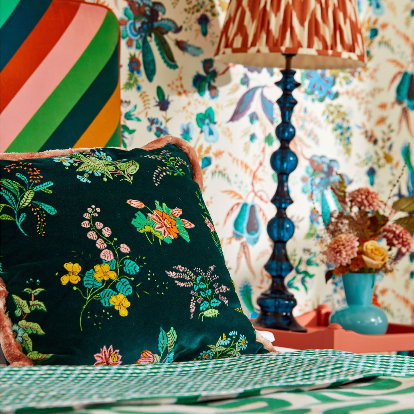 Woodland Floral - Jade/Malachite/Rose Quartz fabric | Harlequin X ...