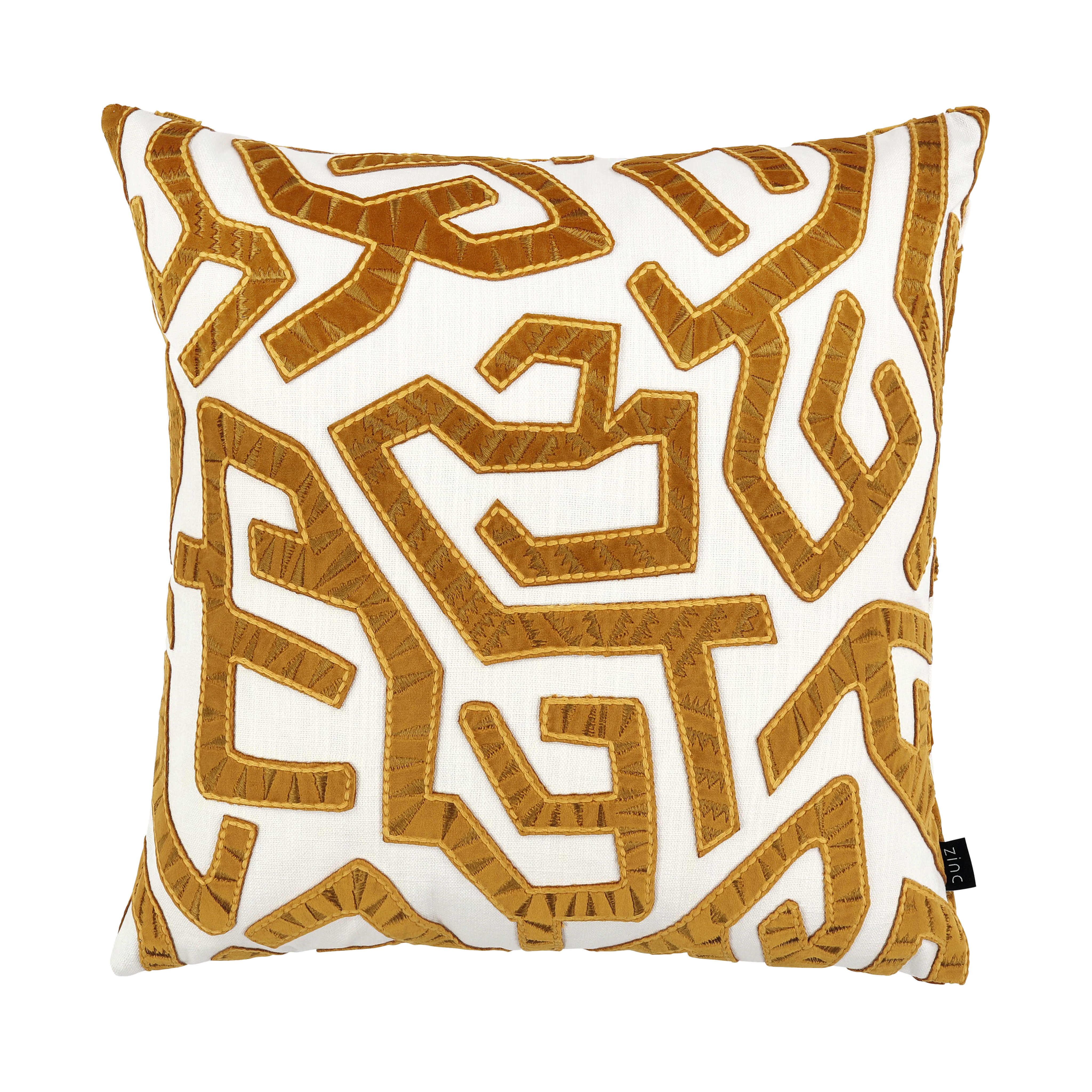 Zinc Textile - Salvador Arp Cushion - Ochre | Patterned & Embroidered ...