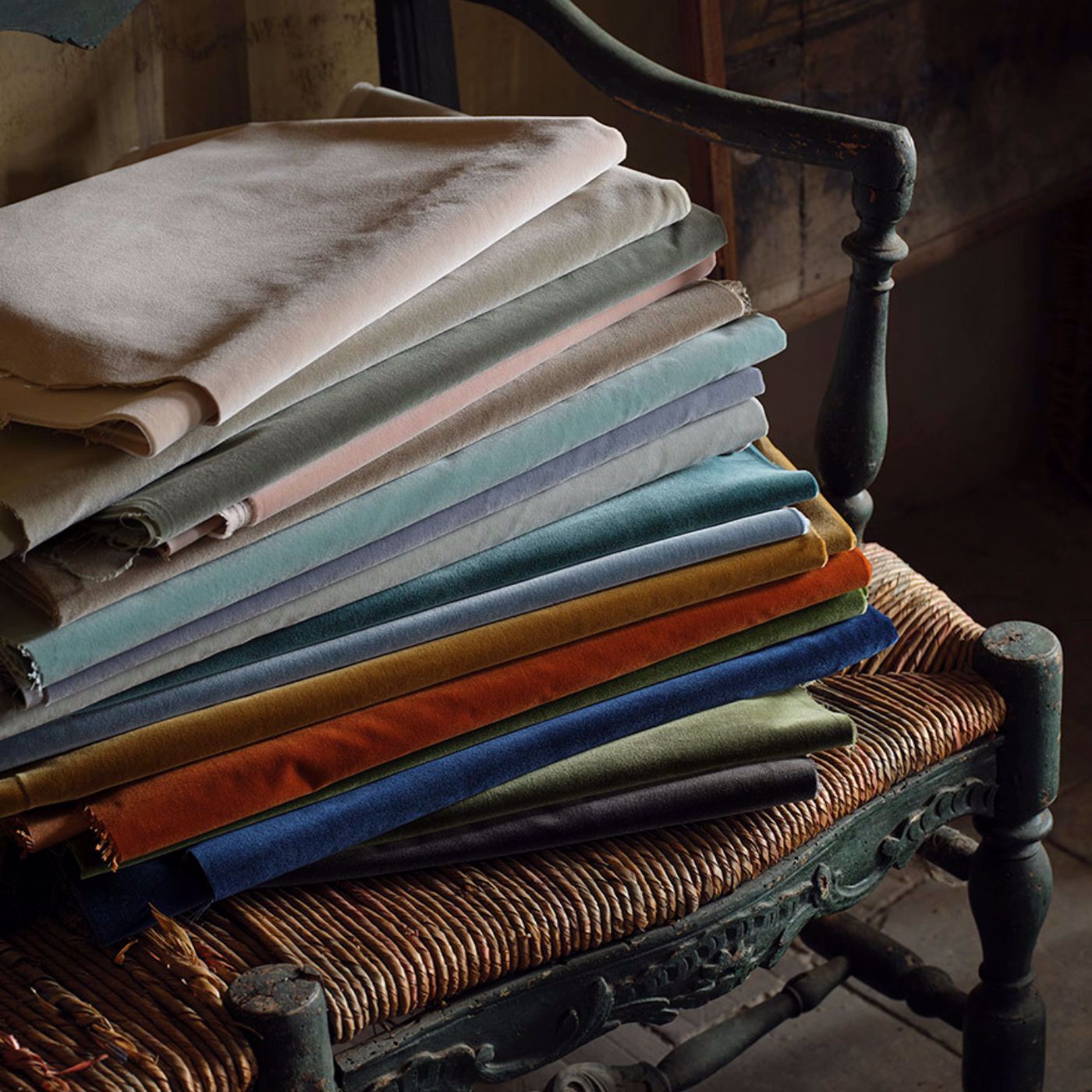 Cotton Velvet Performance - Stockholm Blue fabric | Luxury Plains ...