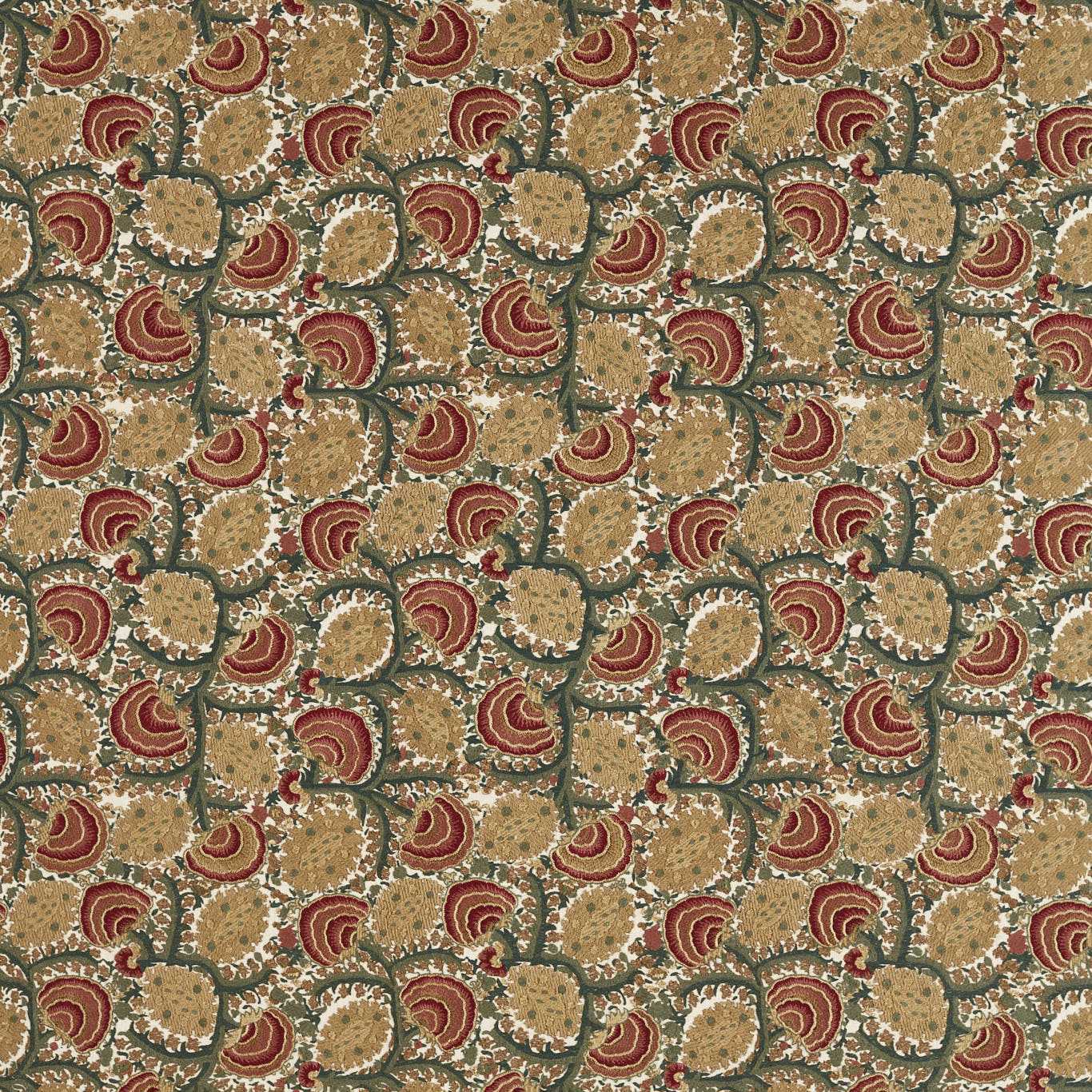 Suzani Archive Embroidery - Russet/Sage Green fabric | Rare Textiles ...