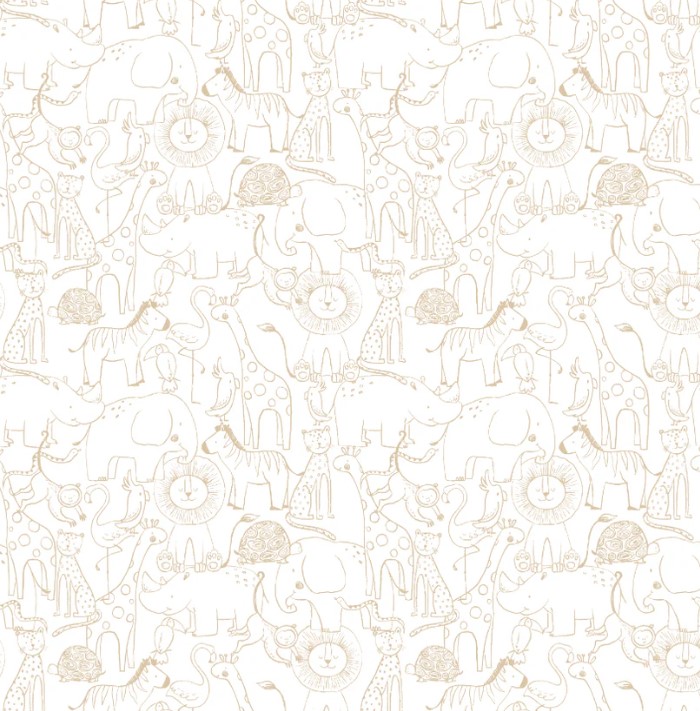 Animal Doodle - Parchment wallpaper | Peekaboo | Hoopla Walls