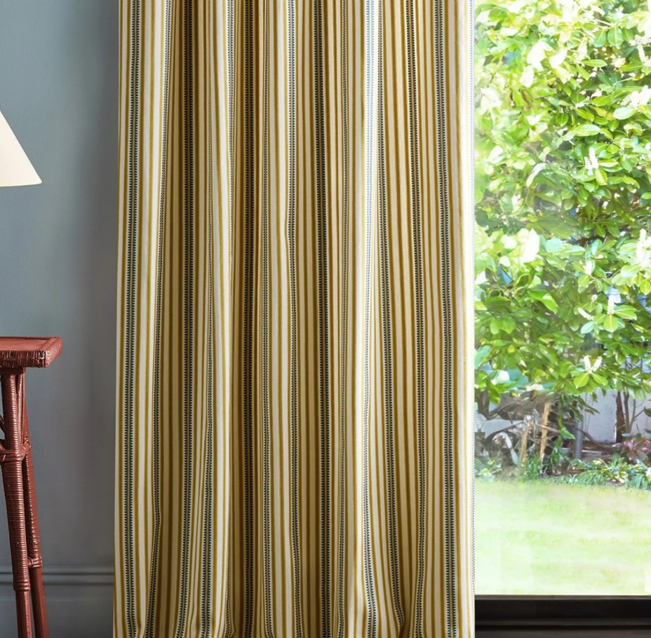 Barneby Stripe - Honey/Teal fabric | Sanderson x National Trust Volume ...