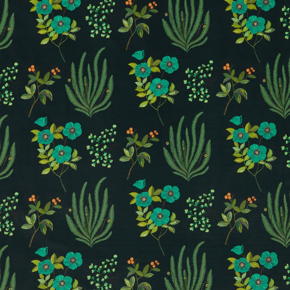 Botanical Flora in Wellington Velvet - Jade fabric | The Modern ...