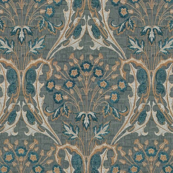 Bouquet - Persian Blue fabric | Fantasia | Jim Dickens