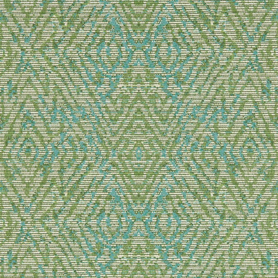 Hansha Wallpaper - Kelly/Lagoon wallpaper | Kasuri Wallpapers | Harlequin