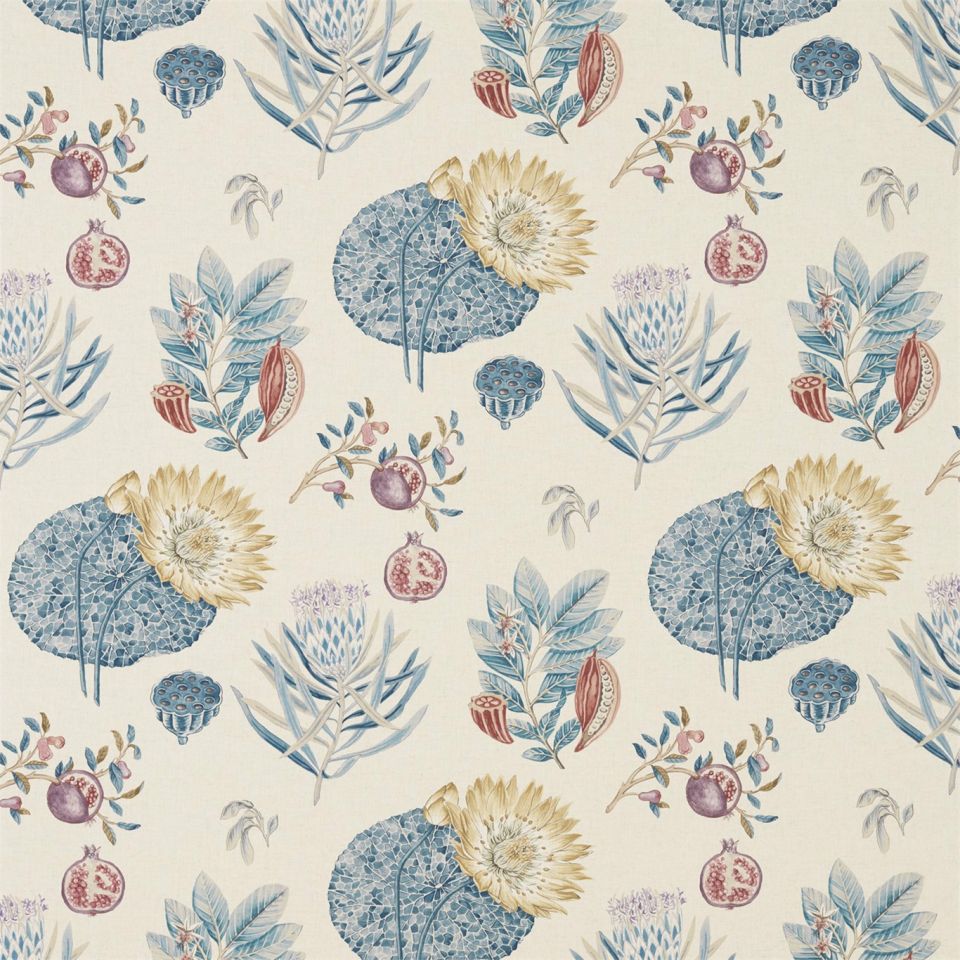 Lily Bank - Ruby/Indigo fabric | Art Of The Garden Fabrics | Sanderson
