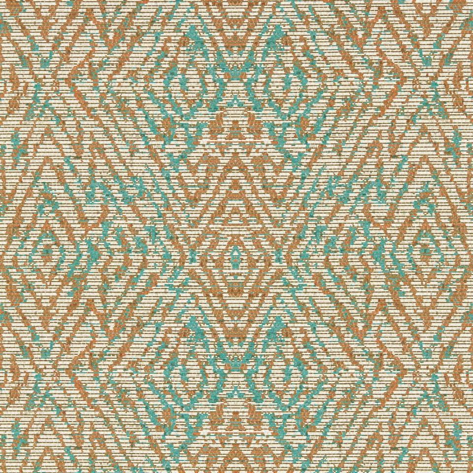 Hansha Wallpaper - Paprika/Teal wallpaper | Kasuri Wallpapers | Harlequin