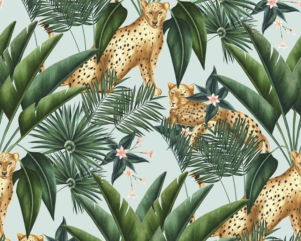 Jungle Cheetah - Duck Egg wallpaper | Wild | Ohpopsi