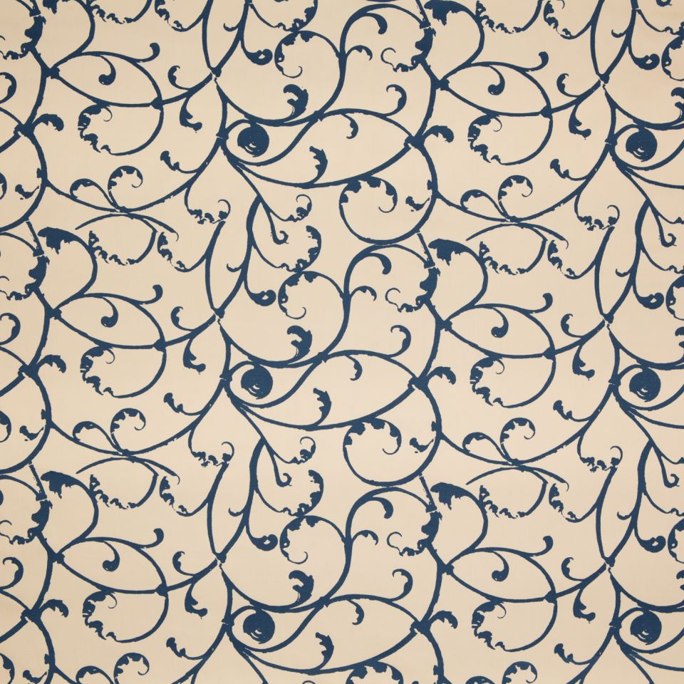 Agra Ironwork - Blue on Ecru fabric | Roman Collection - Fabrics ...
