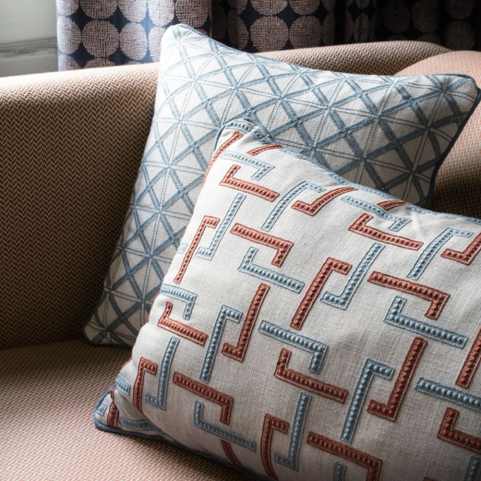 Sekai - Cinnabar/Aqua fabric | Amara | Clarke & Clarke