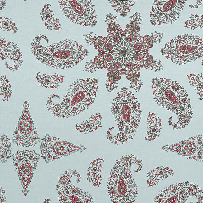 East India - Raspberry and Teal fabric | Indienne Fabrics | Thibaut