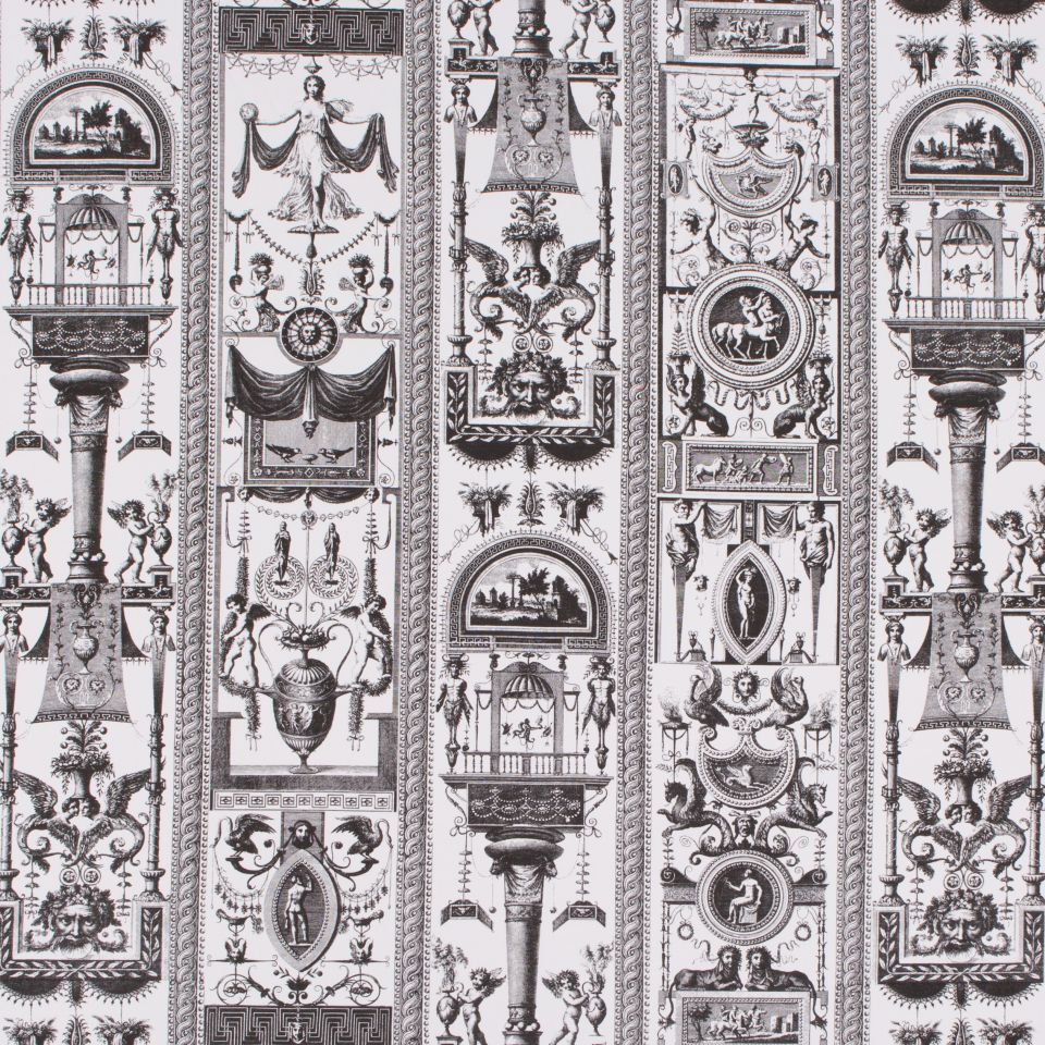 Vatican City - Black on White fabric | Roman Collection - Fabrics ...