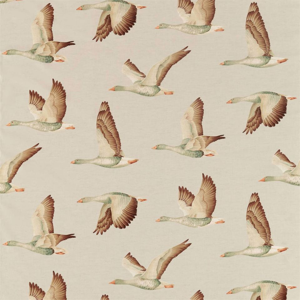 Elysian Geese - Briarwood/Linen fabric | Elysain Fabrics | Sanderson