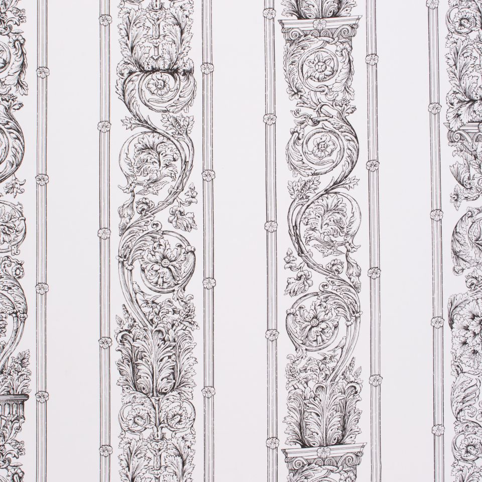 Ornamental Stripe - Black on White fabric | Roman Collection - Fabrics ...