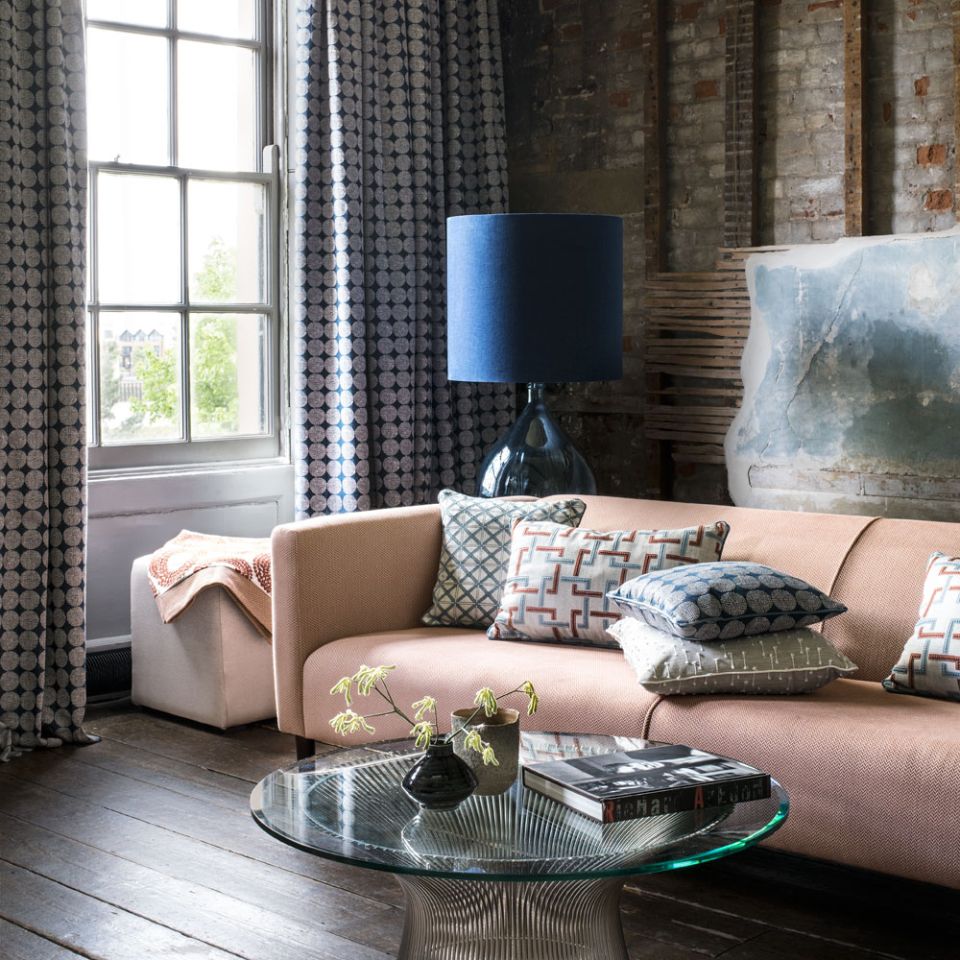 Sekai - Cinnabar/Aqua fabric | Amara | Clarke & Clarke