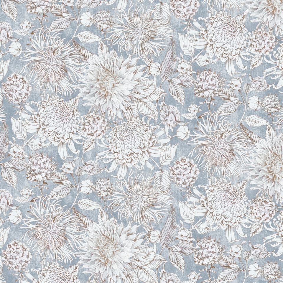 Purbeck - Powder Blue fabric | Botanical | Chess Designs