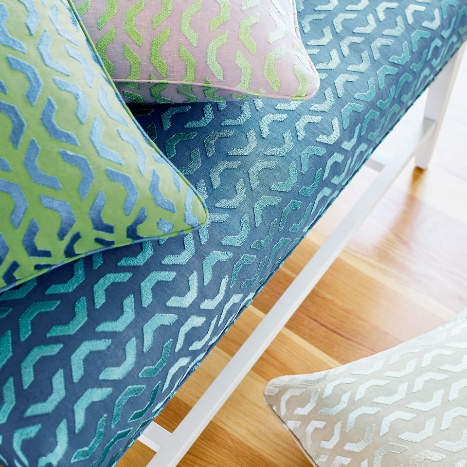 Coronado Embroidery - Blue fabric | Wanderlust Fabrics | Thibaut