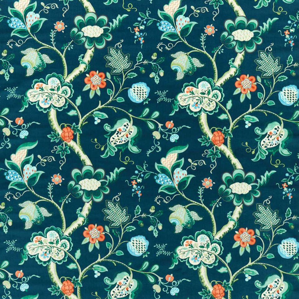 Roslyn - Eucalyptus/Rowan Berry fabric | Sanderson One Sixty Fabrics ...