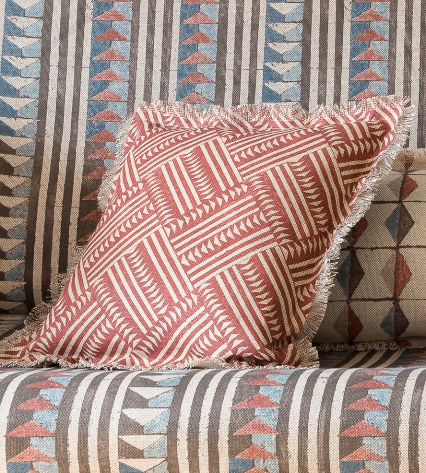 Checkerbox - Pomergranate fabric | Metrica | Lewis & Wood