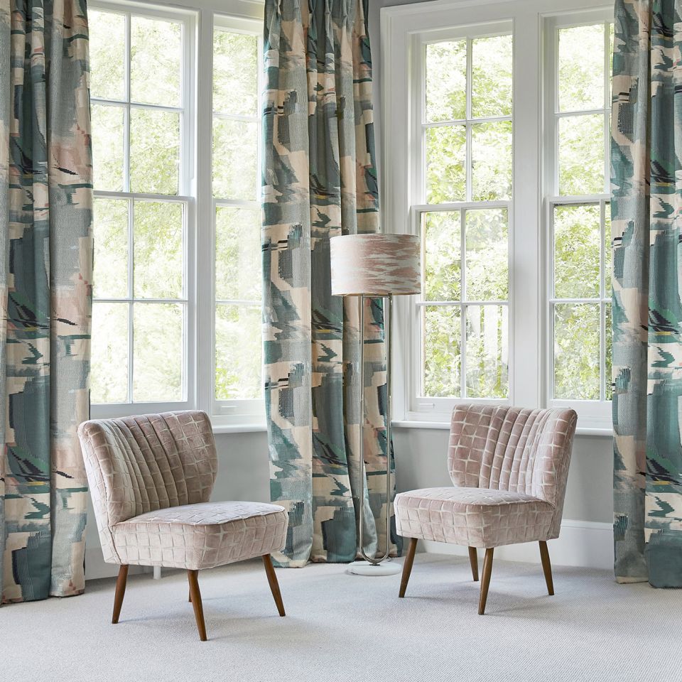 Perspective - Emerald/Peony fabric | Reflect Fabrics | Harlequin