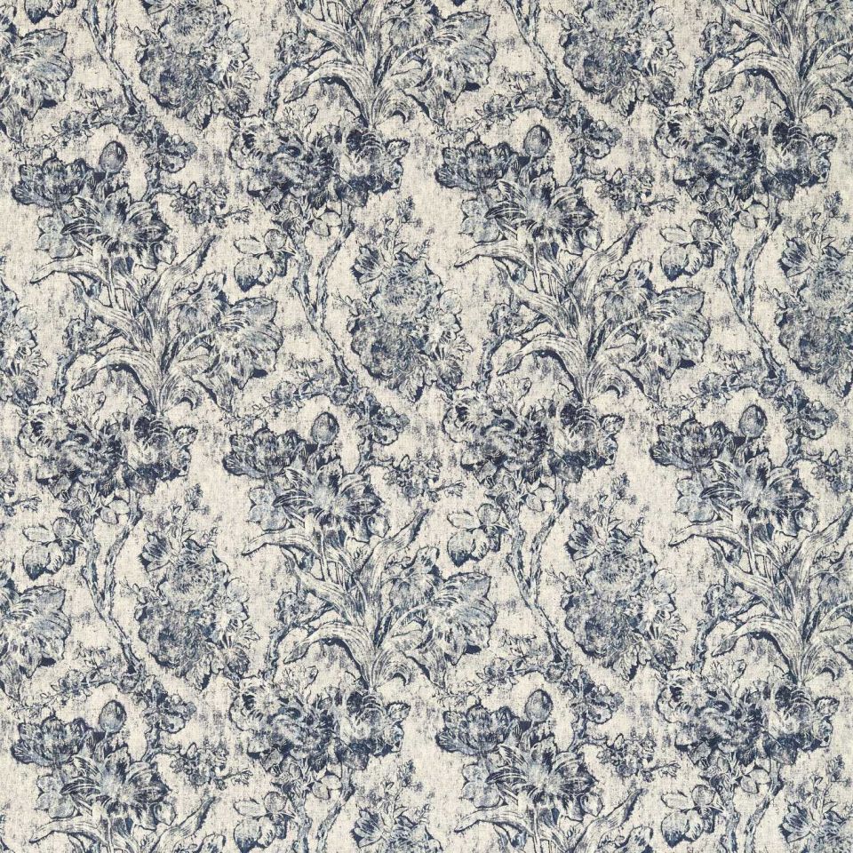 Fringed Tulip Toile - Woad fabric | Sanderson x Giles Deacon Fabric ...