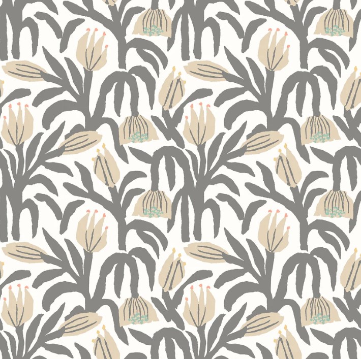 Chunky Flower - Charcoal wallpaper | Geo | Hoopla Walls