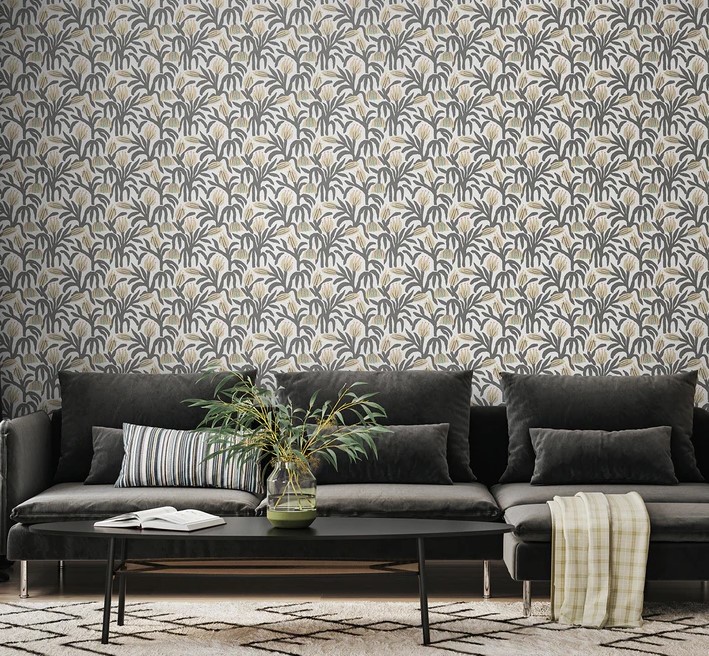 Chunky Flower - Charcoal wallpaper | Geo | Hoopla Walls