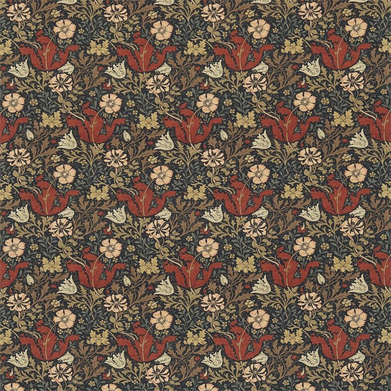 Compton - Faded Terracotta/Multi fabric | Cornubia Fabrics | Morris & Co
