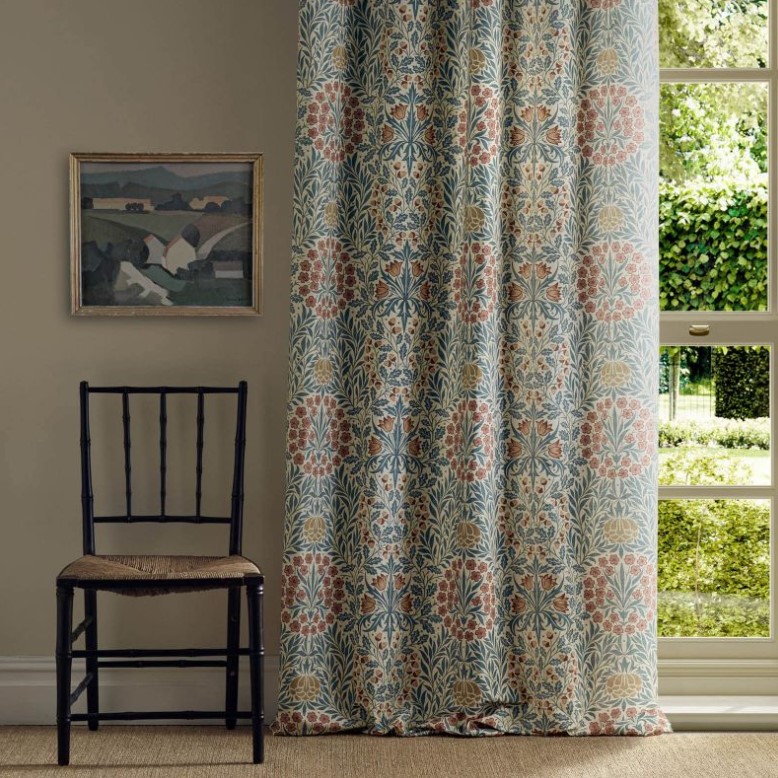 Daisy & Oak - Madder/Teal fabric | The Unfinished Works Fabrics ...