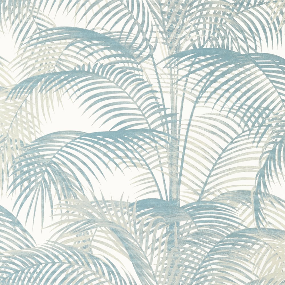 Delray - Spa Blue wallpaper | Palm Grove Wallpapers | Thibaut