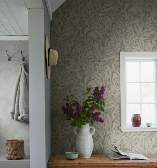 Elin - Sage Green wallpaper | Pattern stories | Sandberg