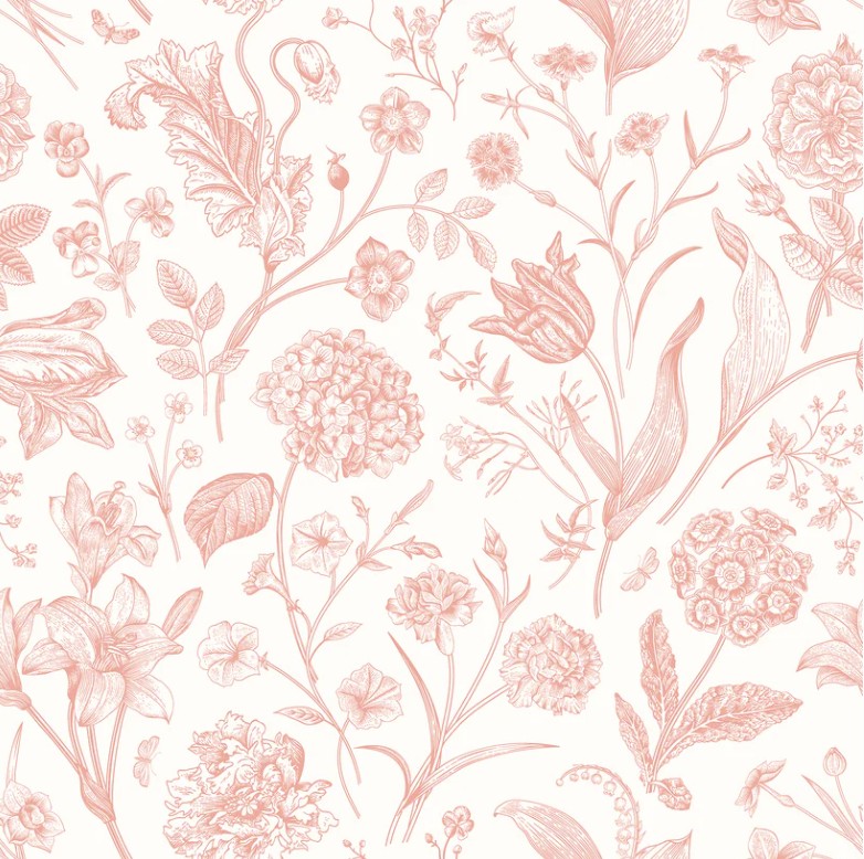 Floral Toile - Soft Coral wallpaper | Purity | Hoopla Walls