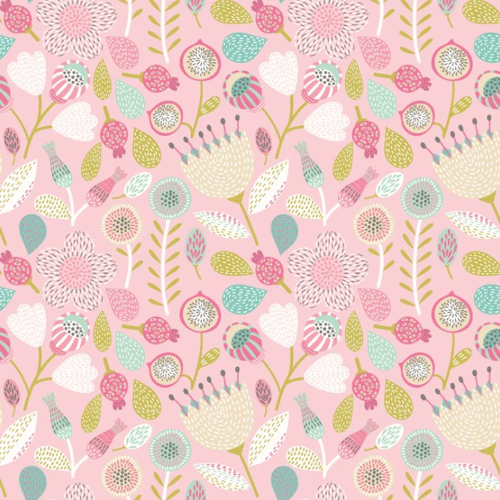 Folk Floral - Dolly Mixtures wallpaper | Peekaboo | Hoopla Walls
