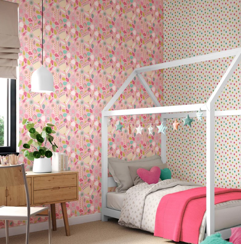Folk Floral - Dolly Mixtures wallpaper | Peekaboo | Hoopla Walls
