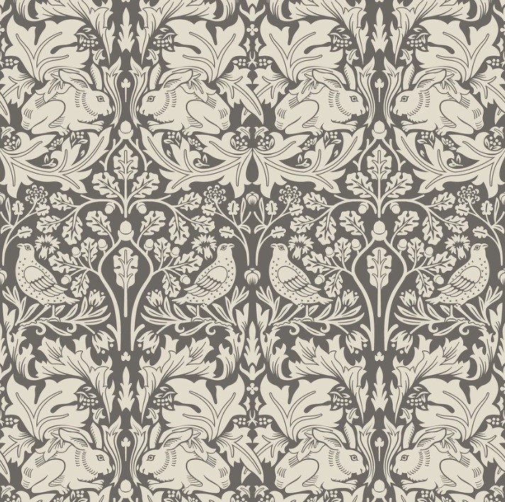 Forest Rabbit - Charcoal Grey wallpaper | Eden | Hoopla Walls