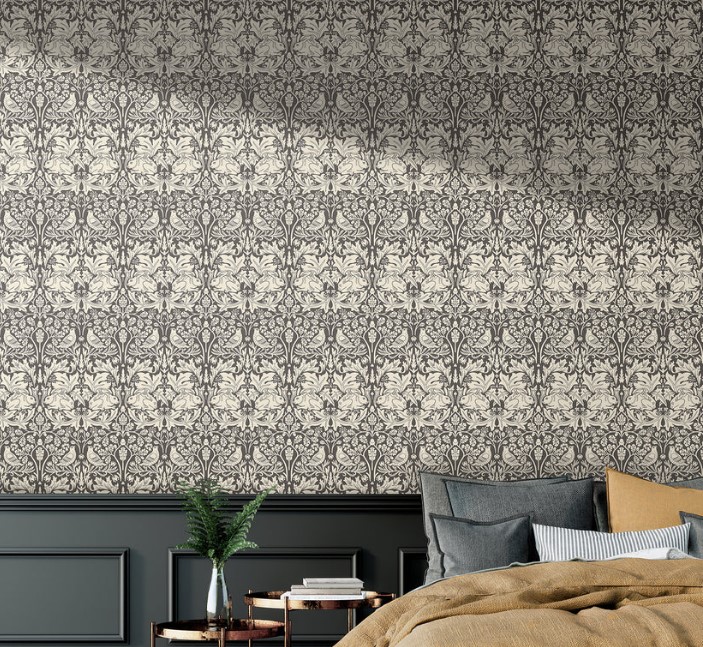 Forest Rabbit - Charcoal Grey wallpaper | Eden | Hoopla Walls