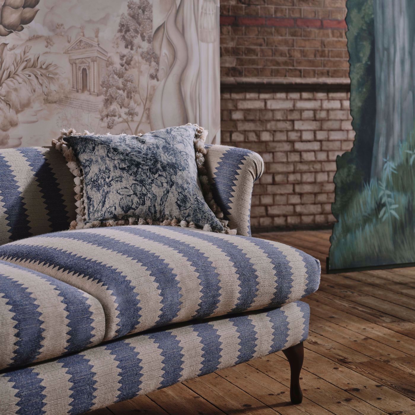 Fringed Tulip Toile - Woad fabric | Sanderson x Giles Deacon Fabric ...