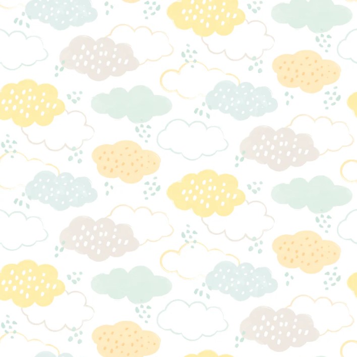 Fuzzy Clouds - Lemon Fizz wallpaper | Peekaboo | Hoopla Walls