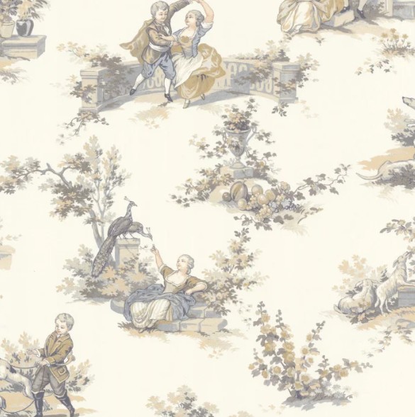 Gavotte - Beige Lin wallpaper | Les Belles Toiles De Jouy 2 | Casadeco