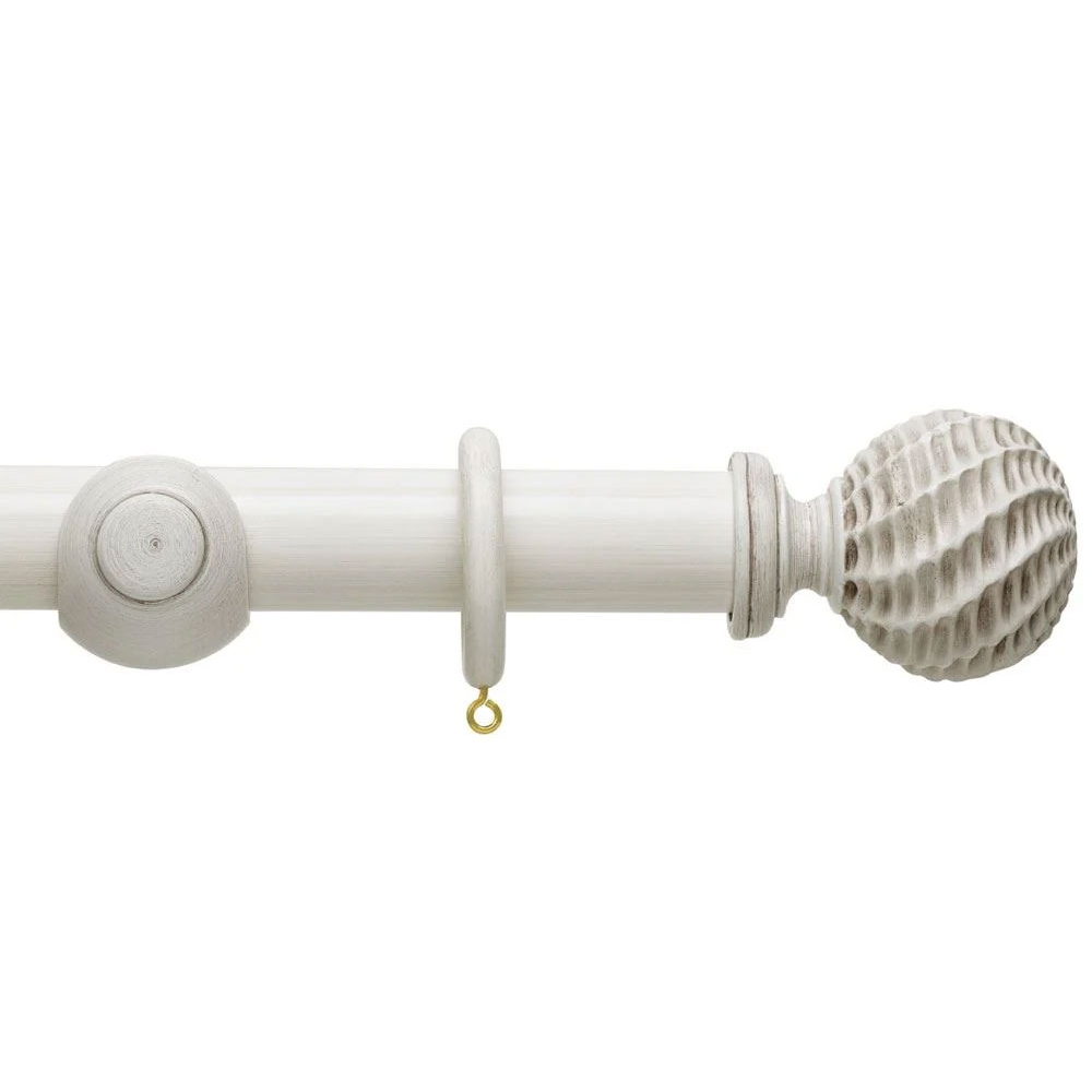 Hallis Origins 45mm Ammonite Chalk Stone Wood Pole Kit | White Wooden ...