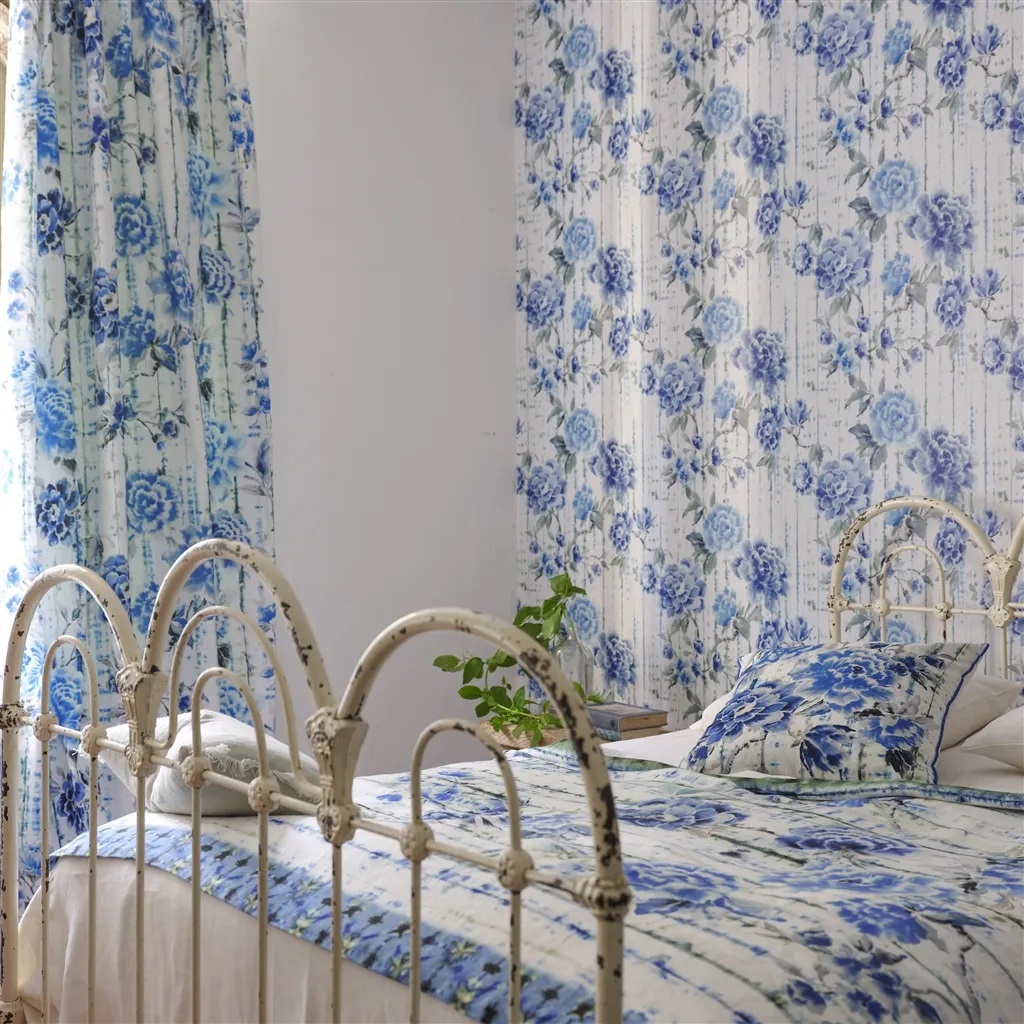 Kyoto Flower - Indigo fabric | Ikebana Fabrics | Designers Guild