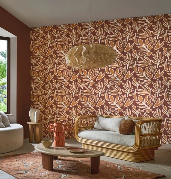 Lanzea - Terracotta/Safran wallpaper | Lanzea | Casamance