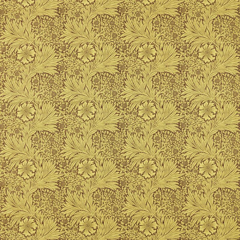 Marigold - Summer Yellow/Chocolate fabric | Cornubia Fabrics | Morris & Co